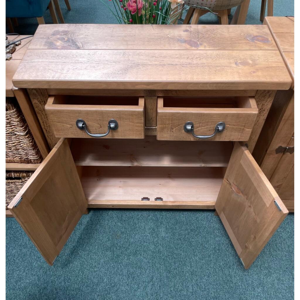 Rustic Plank Shallow 2 Door 2 Drawer Sideboard | Pine and Oak