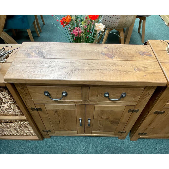 Rustic Plank Shallow 2 Door 2 Drawer Sideboard | Pine and Oak