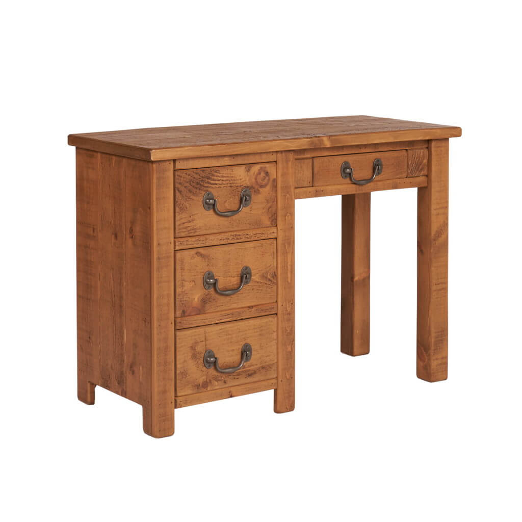 Rustic Plank Single Pedestal Dressing Table | Pine and Oak