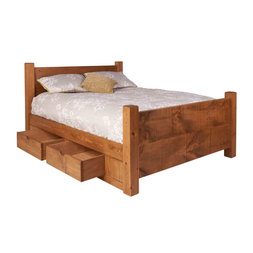 Rustic Plank 5′ Divan Drawer Base | Pine and Oak